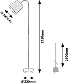 Rabalux Černá stojací lampa Godric s černým stínidlem pro žárovku E27 6640