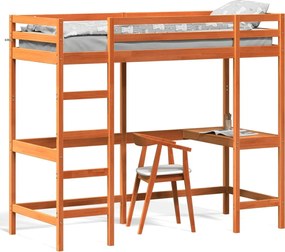 vidaXL Patrová postel se stolem 80 x 200 cm masivní borovice [842857] Barva: Hnědá