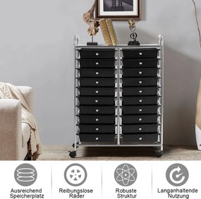 Costway Vozík se zásuvkami, válečkový kontejner, koupelnový vozík – černý
