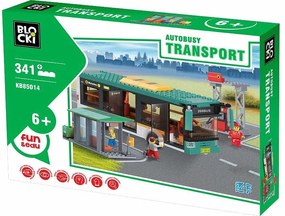 Blocki stavebnice Linkový autobus, zastávka a čerpací stanice typ LEGO 341 dílů