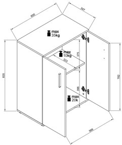 Skříňka 2-dveřová Bacalar, dub viking/šedá