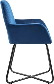 Jídelní židle 2 ks modré samet 249802