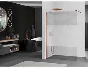 Mexen, Mexen Kioto Ścianka prysznicowa Walk-in 130 x 200 cm, transparent/szron 8 mm, różowe złoto - 800-130-101-60-35