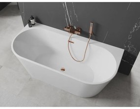 Mexen Oval+, volně stojící vana ke stěně 170 x 80 cm, bílá lesklá, růžové zlato přepad, 52681708000-60