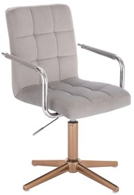 LuxuryForm DESIGN Otočná židle VERONA VELUR na zlatém kříži - světle šedá