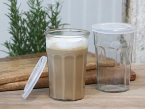 Sklenička s dekorem a víčkem French Latte glass I - Ø9,5*14 cm / 0,5l