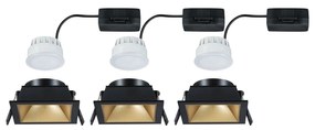 Paulmann 93129 Cole Coin, set bodovek v černo-zlaté úpravě, 3x6W LED 2700K tříkrokové stmívání, 8,8x8,8cm, IP44