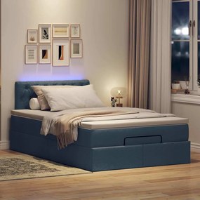 Osmanská postel s matrací &amp; LED modrá 120x200 cm látka 3312387