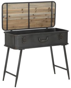 Konzolový stolek/kufr Mauro Ferretti Iron 80x35x67,5 cm, černá/přírodní