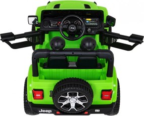 Ramiz Jeep Wrangler Rubicon elektrické auto pro děti zelené + dálkové ovládání + MP3 LED rádio + EVA kola