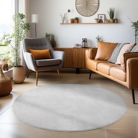 Ayyildiz, AKCE: 120x120 (průměr) kruh Kusový koberec Sky 5400 Silver kruh, šedá, obývací pokoj