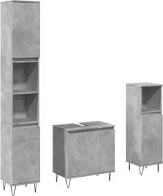 3dílný set koupelnového nábytku betonově šedý kompozitní dřevo 3324953