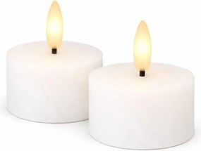 Sada LED čajové svíčky na baterie Sille Tealight, Ø 6 × 3,4 cm, bílé, z pravého vosku, balení 2 ks