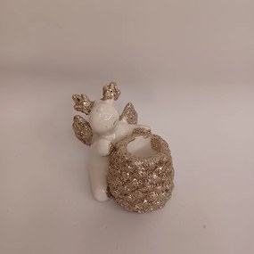 Vánoční svícen na stůl keramický 9,5 × 9 × 8 cm, průměr na svíčku 2 cm