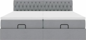 Osmanský rám postele s matrací světle šedý 200x200cm textil 3312022