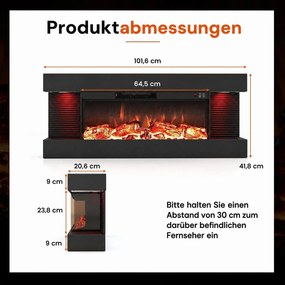 Costway Třístranný elektrický krb 102 cm s LED, černý