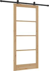 Posuvné dveře ORKDAL 93 x 211 cm Masivní borové dřevo a sklo 3332009