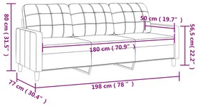 3místná pohovka vínová 180 cm textil - Default Title