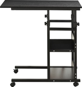 HOMCOM Stolek se Společkami 80x40 cm C-Formovaný Pohovkový Stolek s Nastavitelnou Výškou 3 Úrovně 72-82 cm Kovový Rám pro Obývací Pokoj a Kuchyni Čer…
