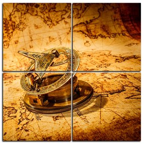 Obraz na plátně - Kompas na mapě antického světa - čtverec 3999D (60x60 cm)