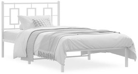 Kovový rám postele s čelem bílý 100 x 200 cm - Default Title