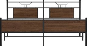 Kovový rám postele bez matrace hnědý dub 183 x 213 cm 3325137