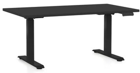 Výškově nastavitelný stůl OfficeTech D, 120 x 80 cm, černá podnož, černá