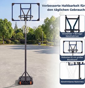 Costway Výškově nastavitelný basketbalový stojan, venkovní basketbalový koš