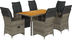 7dílný zahradní bistro set s poduškami šedý polyratan 3276888