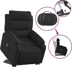 Zvedací masážní polohovací křeslo černé textil 3204994
