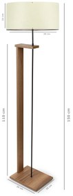 Stojanová lampa Avanasta 3 (krémová + dřevo)