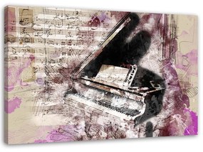 Obraz na plátně Piano abstraktní fialové Vintage - 100x70 cm