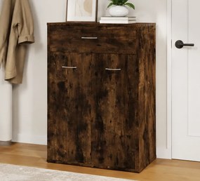 skříňka na boty, botník, 1 zásuvka, 2 dvířka, dřevo, 85x61x36 cm, kouřový dub, Dekorino BB20260064