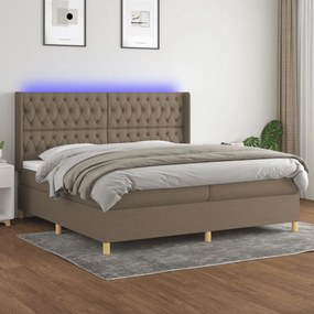 Box spring postel s matrací a LED taupe 200x200 cm textil 3139145