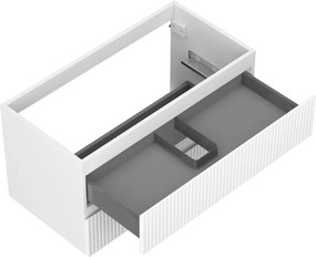 Mexen Rivel, koupelnová skříňka 90 cm, 2 zásuvky, drážkovaná, bílá matná, 91A20-09047-2-BFF01