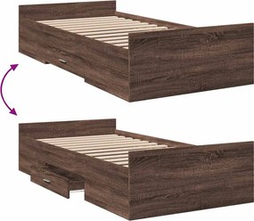 Rám postele se zásuvkami hnědý dub 75 x 190 cm kompozitní dřevo 3280355