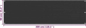 Balkonová zástěna antracitová 90 x 300 cm HDPE 310840