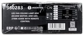 Aigostar - LED Stmívatelný stropní ventilátor LED/40W/230V 2700-6500K + DO bílá