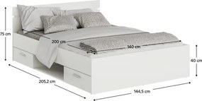 Postel MICHIGAN NEW 140x200, bílá Kondela 0000338754