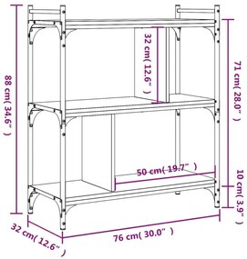 Petromila Knihovna se 3 policemi dub sonoma 76x32x88 cm kompozitní dřevo