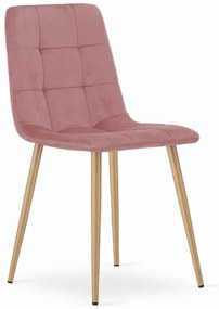 Růžová sametová židle KARA