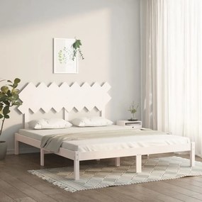 Rám postele bílý 160 x 200 cm masivní dřevo 3104879