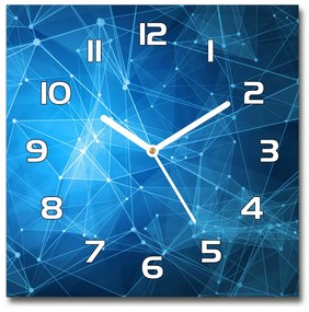Wallmuralia Skleněné hodiny čtverec Modré linie 30x30 cm