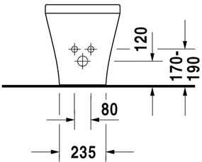 Duravit DuraStyle - Stojící bidet, 1 otvor pro armaturu propíchnutý, 37x63 cm, bílý 2283100000