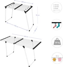 Teleskopický sušák na prádlo, 100-163 cm, LALEA
