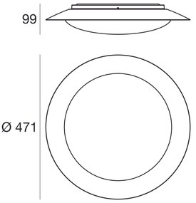 Linea Light 8281 Crew_1, stropní svítidlo s šedým límcem, 22W LED 3000K, prům. 47cm
