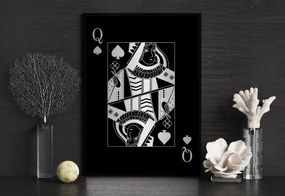 Pixada Queen of spades Silver - motivační obraz Velikost: A3 - 29,7x42 cm, Volba rámu: s černým rámem