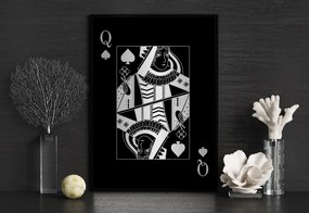 Pixada Queen of spades Silver - motivační obraz Velikost: B2 - 50x70 cm, Volba rámu: s černým rámem