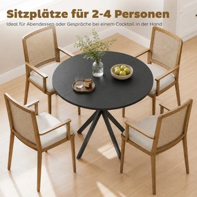 HOMCOM kulatý jídelní stůl 80 cm, industriální s křížovými ocelovými nohami, pro 2 osoby, černý