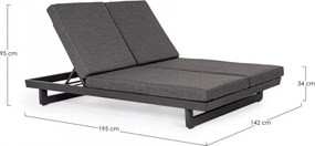 BIZZOTTO Dvoumístné zahradní lehátko INFINITY antracit 195x142 cm 0663437